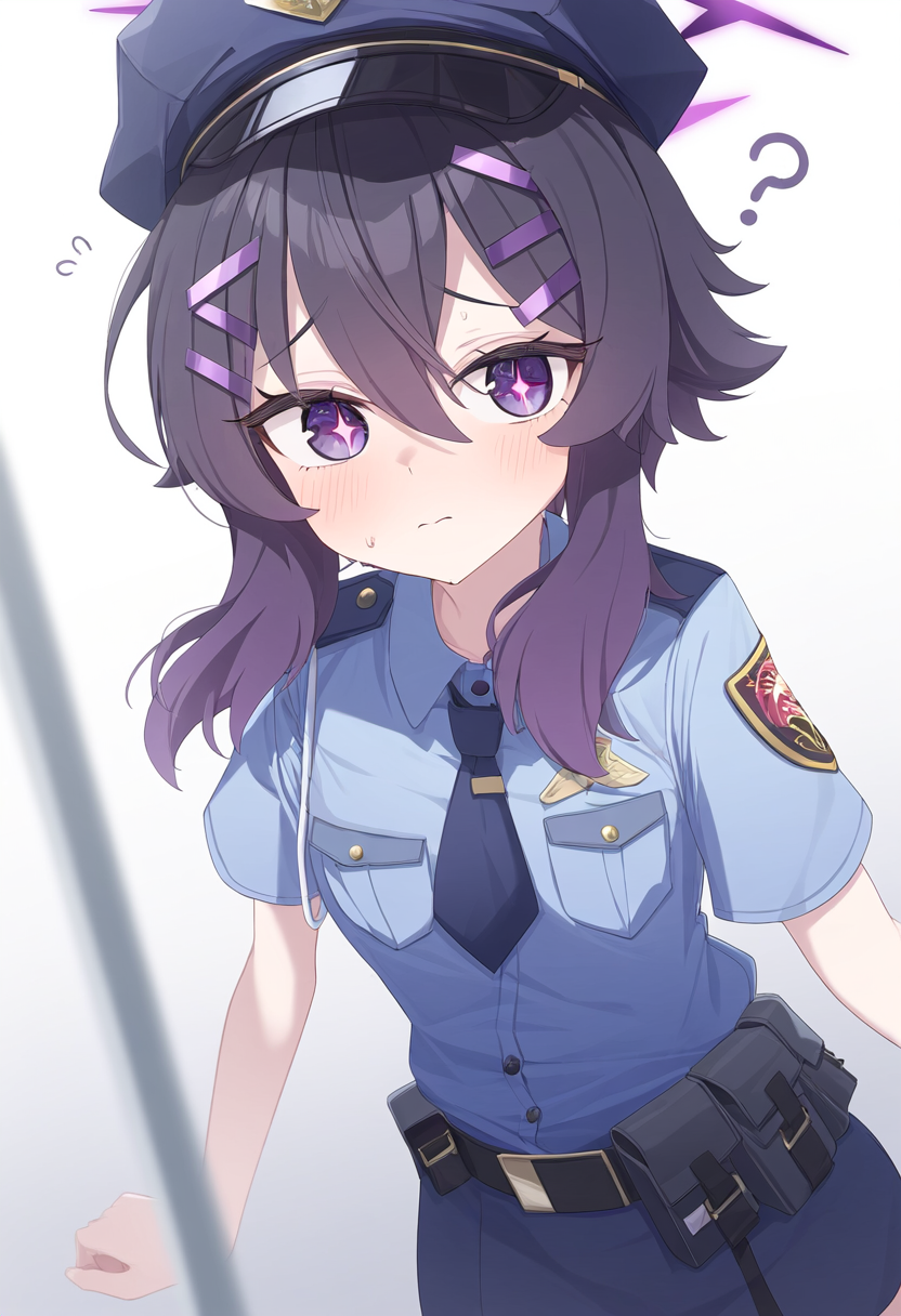 depth of field, 1girl, , haruka (blue archive), {{{{police uniform ...