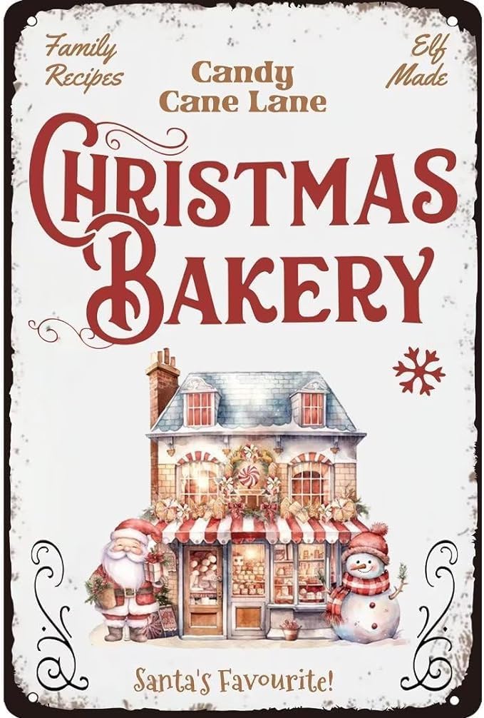 Candy Cane Lane Christmas Bakery for Kitchen Home Office Bar Cafe Decor ...