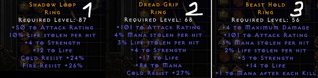 Godly Leech Rings (dual Leech, Stats, Resis, Etc.) - Topic - d2jsp