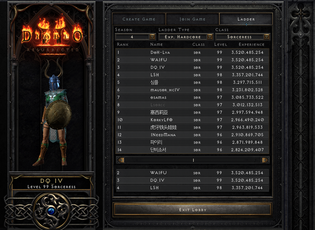 season 4 99 sorc ladder mini — Postimages