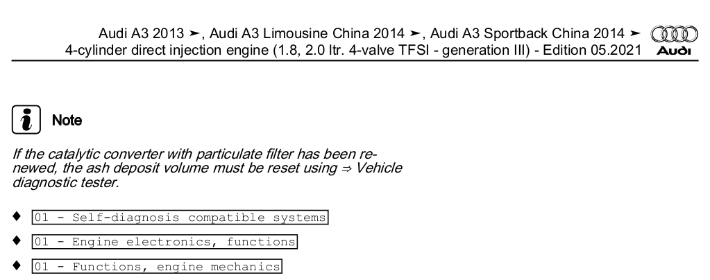 2019 Audi S3 Petrol Particulate Filter regen problem P2463 and P1A91 ...