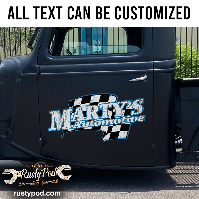 personalized checker flag automotive sticker 10990 - Rustypod Store