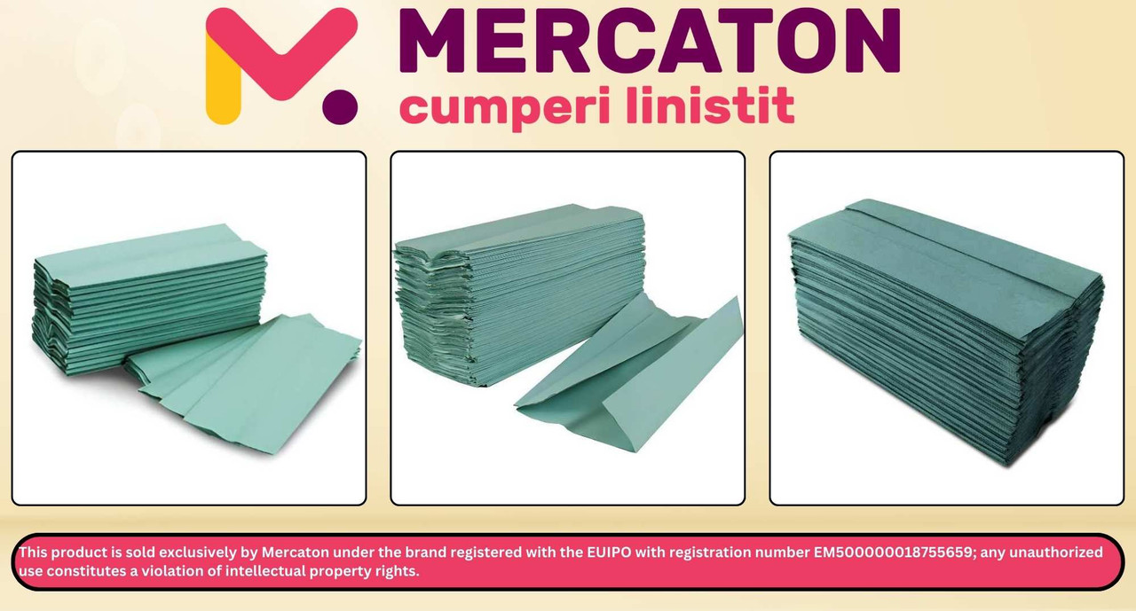 Set 250 buc Prosoape Mercaton din Hartie Z Reciclata, Verzi, 25 × 23 cm ...