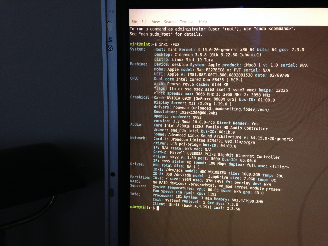 [SOLVED] Linux Mint on an old Apple iMac - Linux Mint Forums
