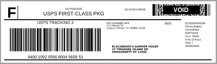 2x7 Label Position : USPS