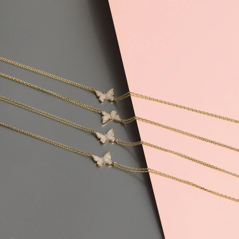 Dainty White Enamel Butterfly Bracelet 3 — Postimages