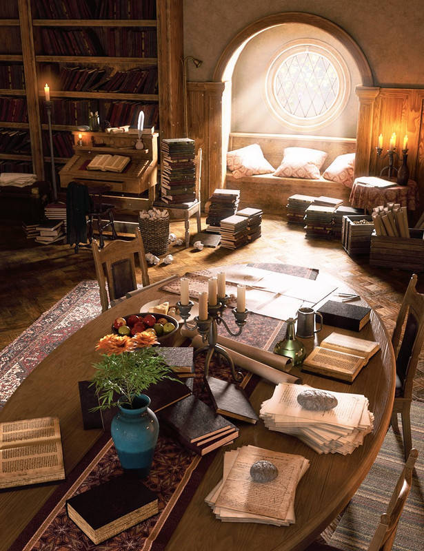 Ye Olde Library Props Add-on 2025 - Free Daz 3D Models