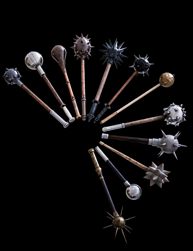 BW Wooden Mace Set 02 For Genesis 8 And 8.1 2026 - Free Daz 3D Models