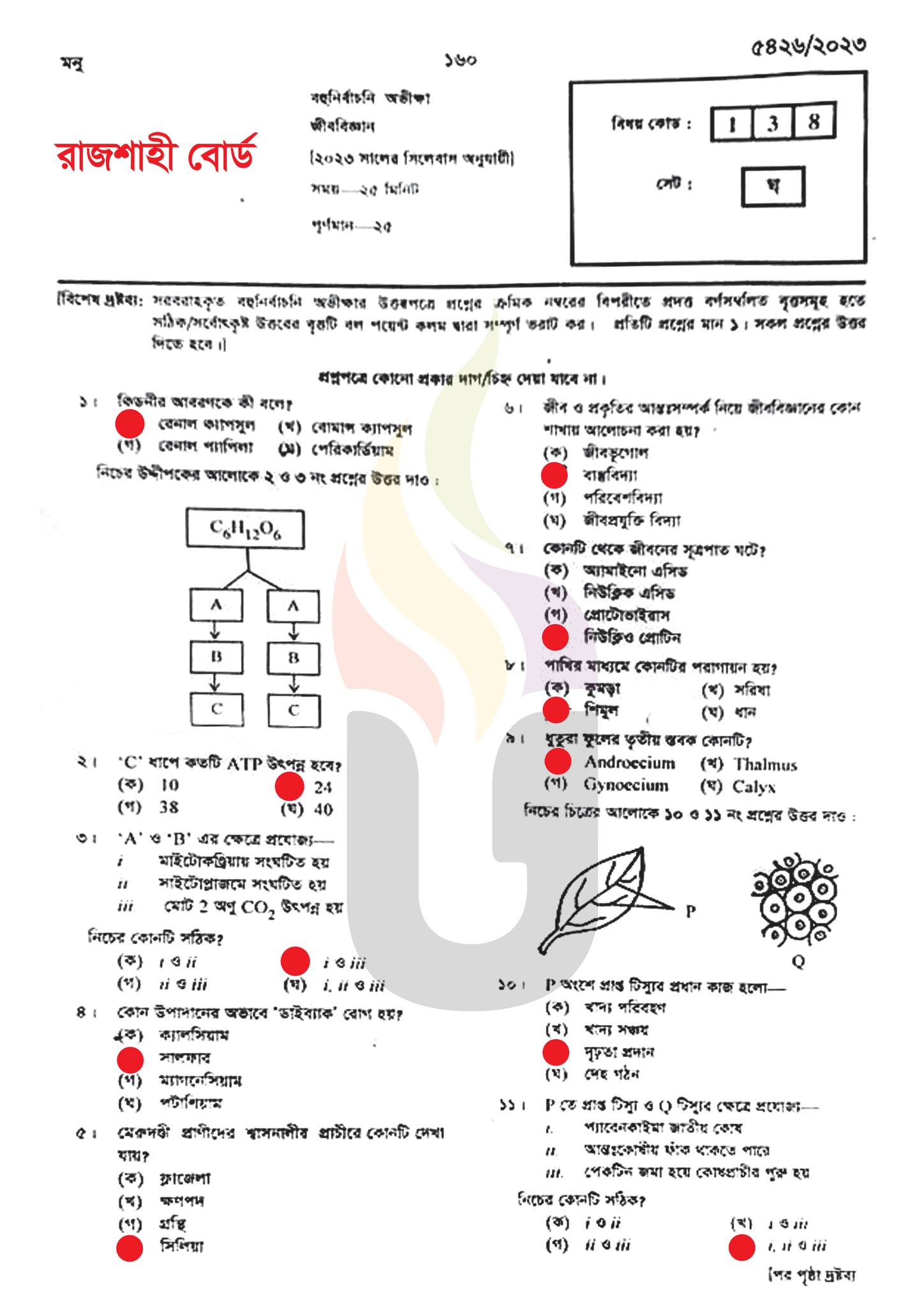 SSC Biology MCQ Question solution 2023 - Biology (Jibbiggan) Question ...