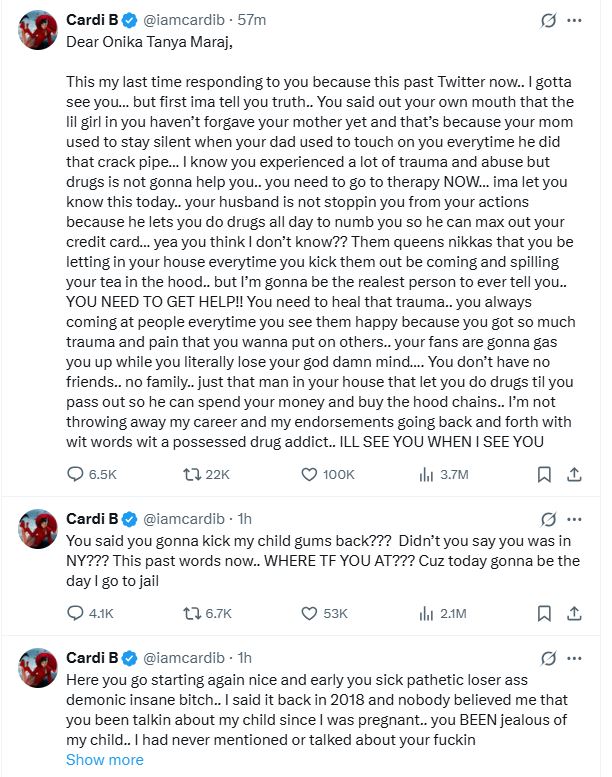 Cardi B - Nicki Minaj Feud Explodes On X - Day 4 (Cardi Clocks Nicki ...