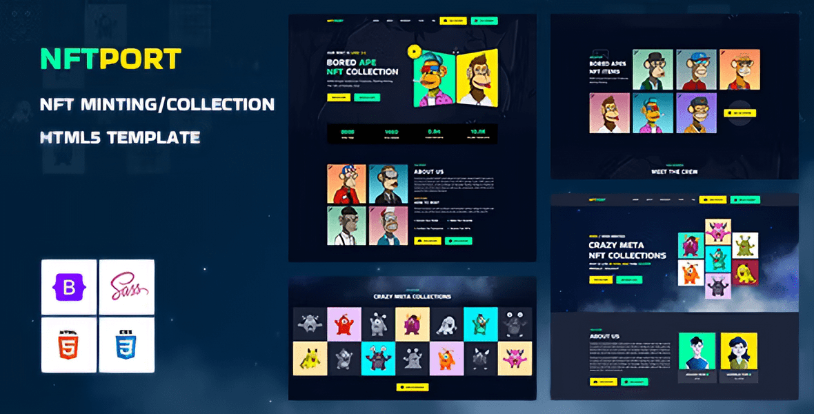 Nftport - NFT Minting-Collection Landing Page HTML5 Template – Bliter GPL