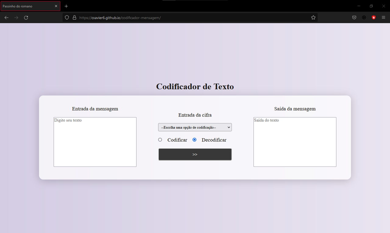 GitHub - cxavier6/codificador-mensagem: Projeto web para codificar e ...