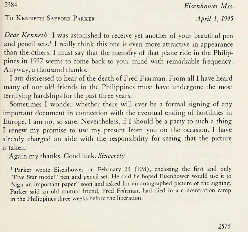 Eisenhower's Parker "51" signatory at the German surrender of Rheims ...