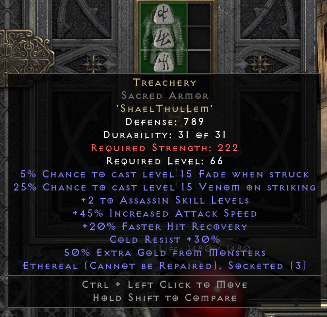 Iso Eth 3os Armor Or Treachery - Topic - d2jsp