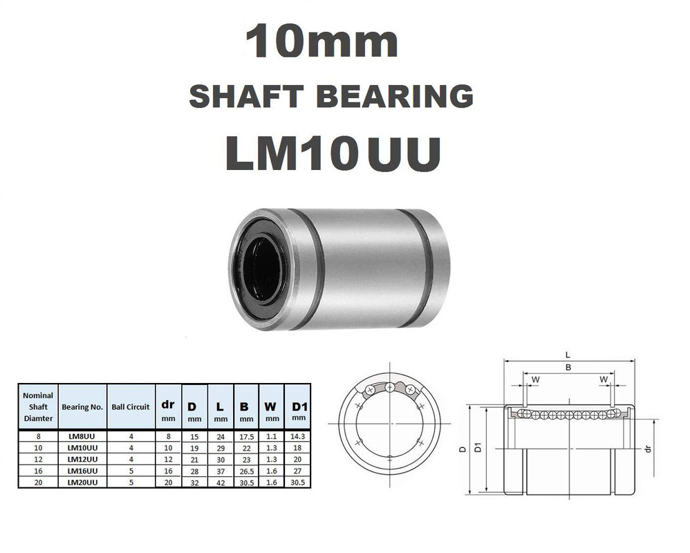 LM10UU 10mm Linear shaft bar Rail slide Bearing 3D Printer CNC machine ...