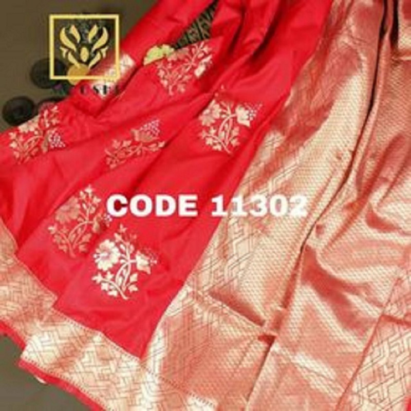 11302 12 hat blouse pcs 5 50 MTR Blouse 0 80 MTR Kanchipuram pure silk handloom Saree with ...