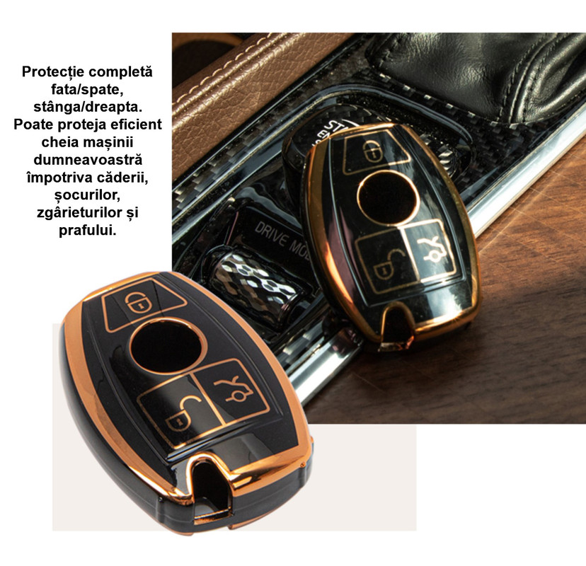 Husa de protectie Premium pentru cheie Mercedes-Benz, material TPU de ...