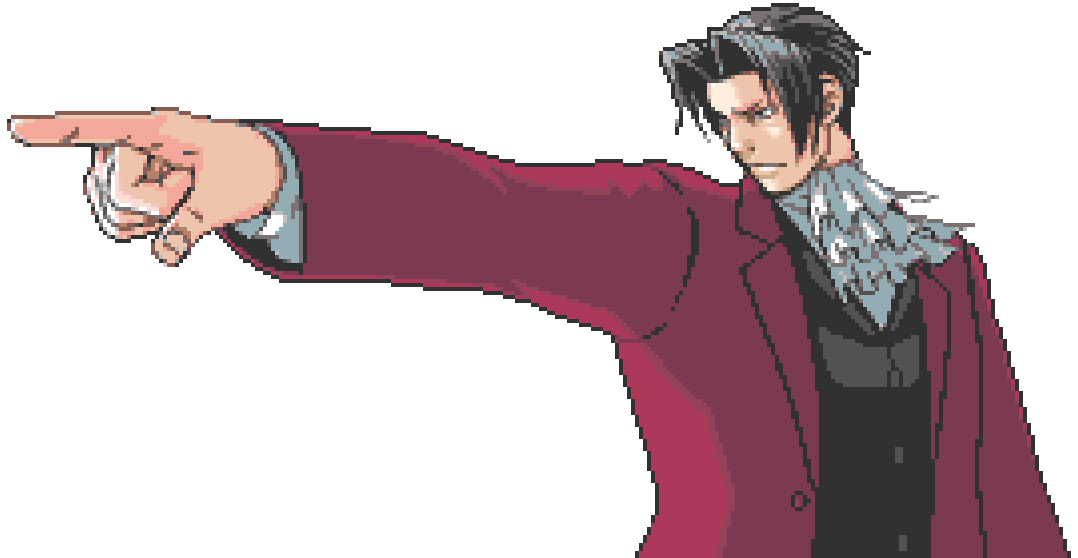 Edgeworth objection sprite (animations) with yellow screen. Blink ...