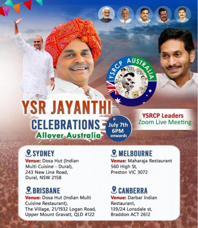 YSR Jayanthi celebrations in Australia