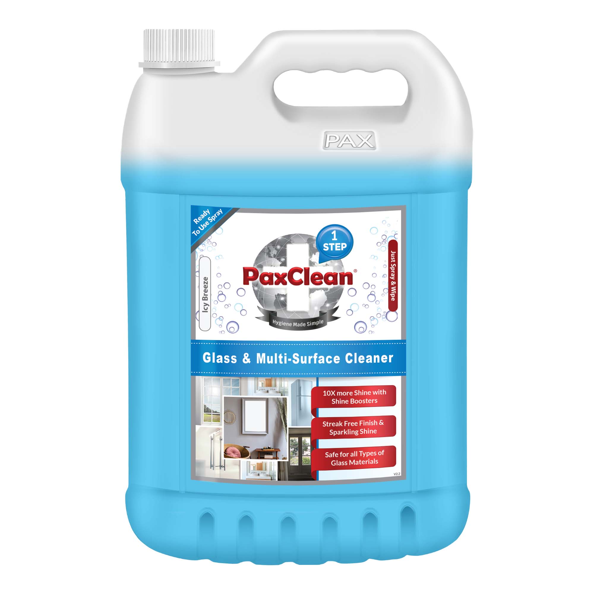 072 paxclean glass cleaner spray icy breeze 5l front image — Postimages
