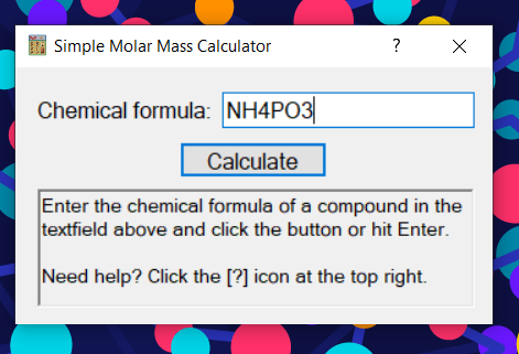GitHub - ShadyMedic/Simple-Molar-Mass-Calculator: Just a simple Windows ...