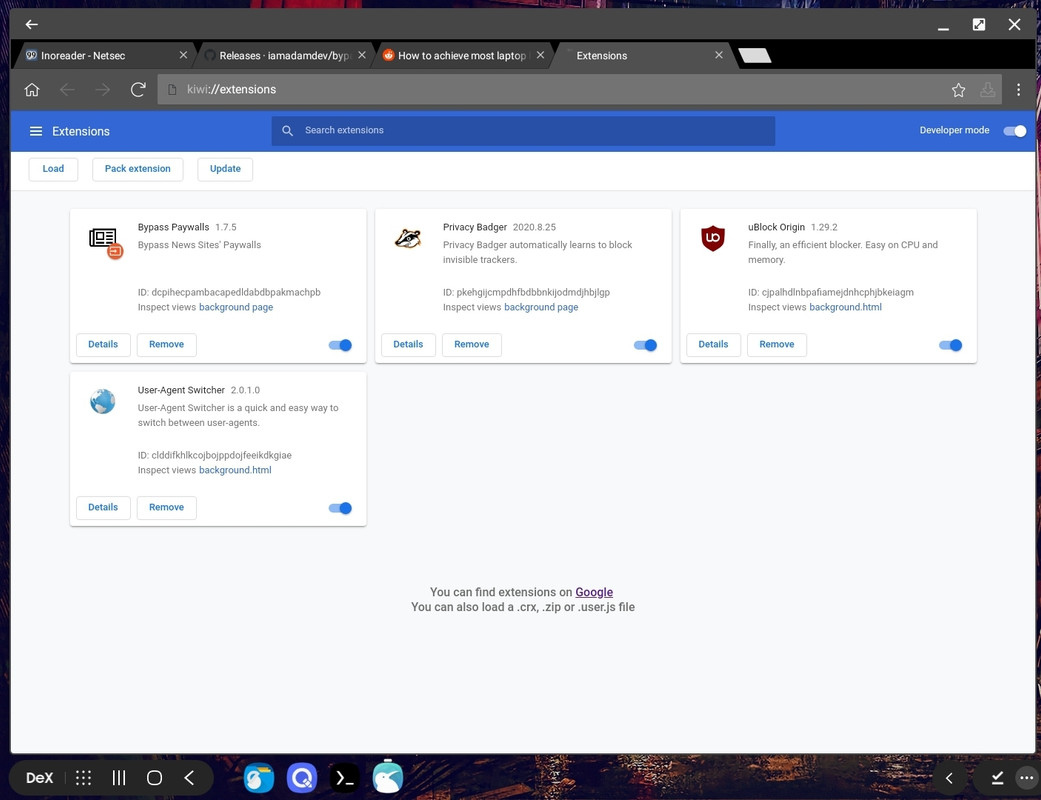 How to achieve most laptop like Chrome browser experience on Dex ...