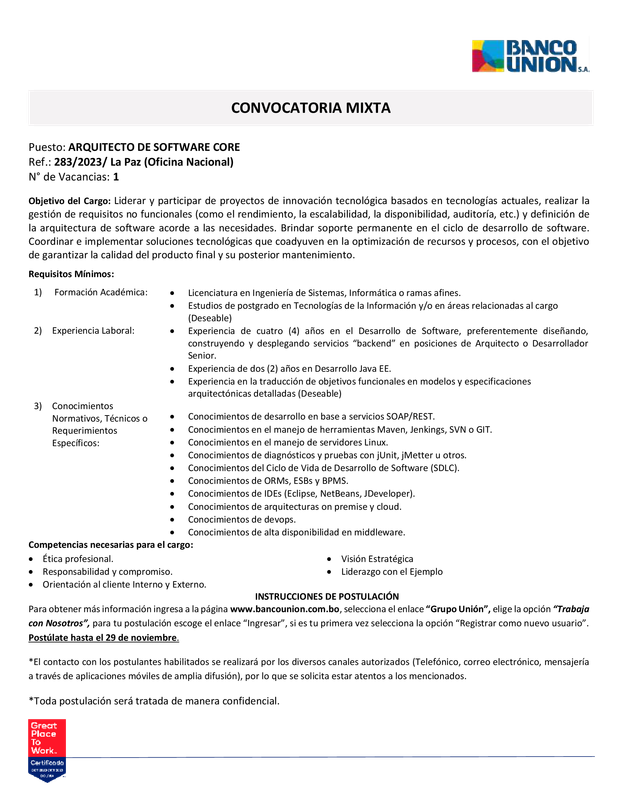 283 2023 MIX ARQUITECTO DE SOFTWARE CORE — Postimages