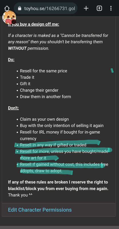 Beware: ArtCherryOnTop; thief & ToS violations on Toyhouse