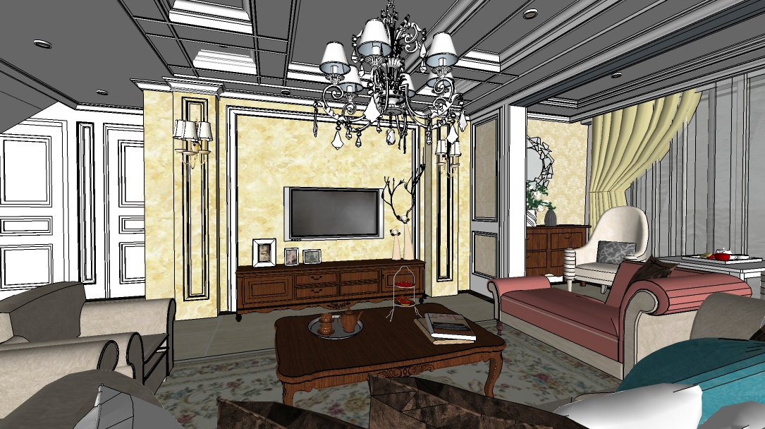 1019 Interior Classic Scene Sketchup Model Free Download Part 2