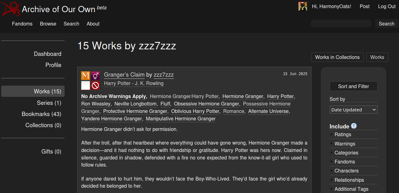 Oat's Dark AO3 Skin - TechnicalOats (HarmonyOats) - No Fandom [Archive ...