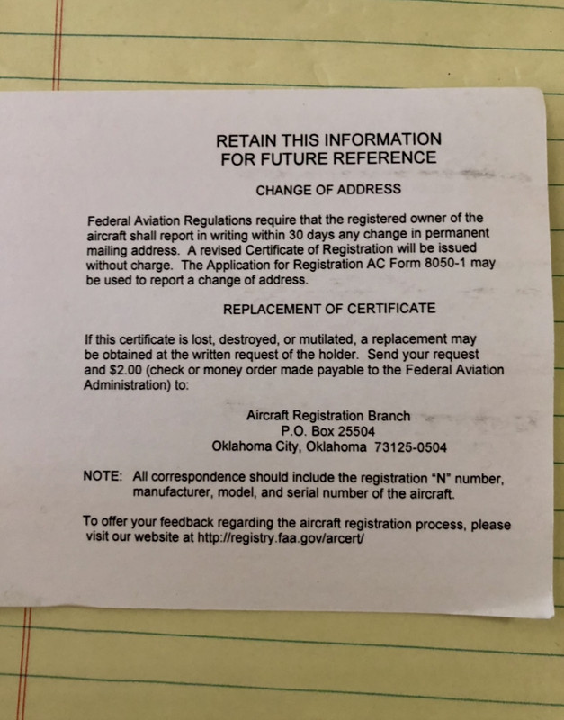 purchase of an aircraft with missing registration? | Pilots of America