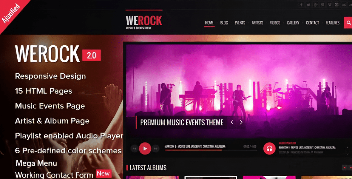 WeRock - Ajax Music Radio Streaming & Event HTML Template – Bliter GPL