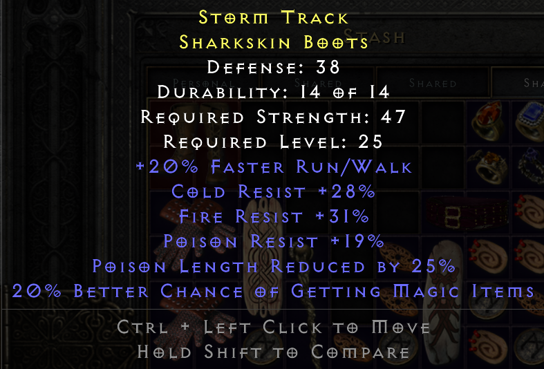 Tri Res Boots Mf >20frw/28cr/31fr/19pr/plr25/20mf - Topic - d2jsp