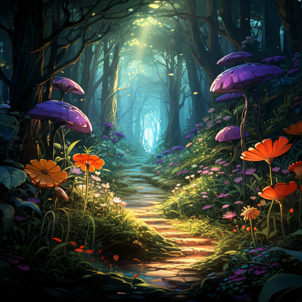 mrkey0816 a fungal hand drawn forest in studio ghibli style sce 4e159918 bd79 4a5b 8fb4 ...