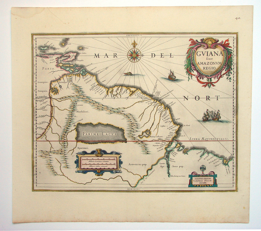 Antique Map Blaeu Guyana HR — Postimages