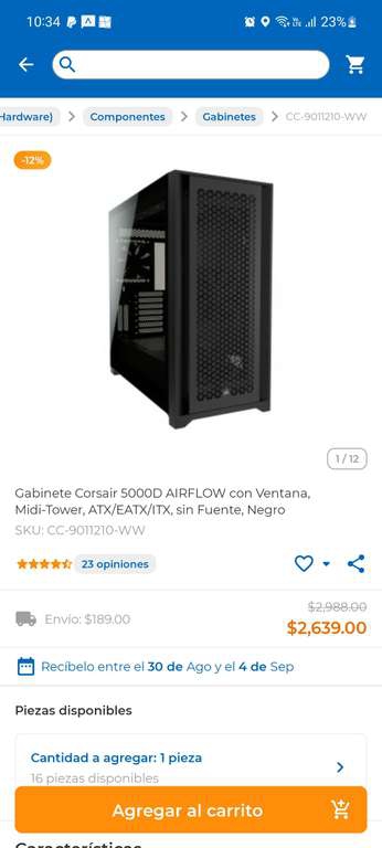 Cyber ??Door Corsair 5000D Airflow Caja con ventana Midi-Tower ATX/EATX ...