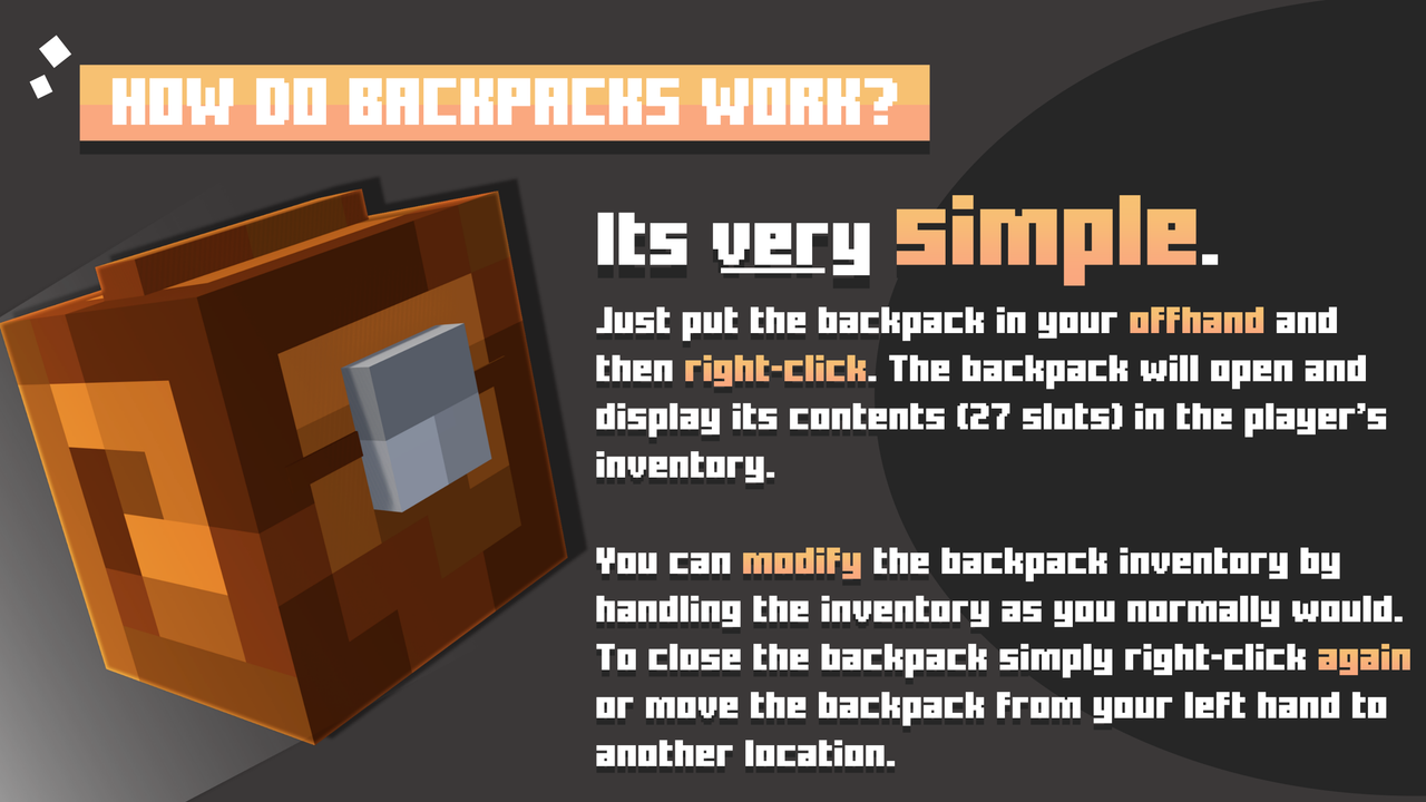 Backpacks! Bring all the items you want with you 1.21.3 Minecraft Data Pack