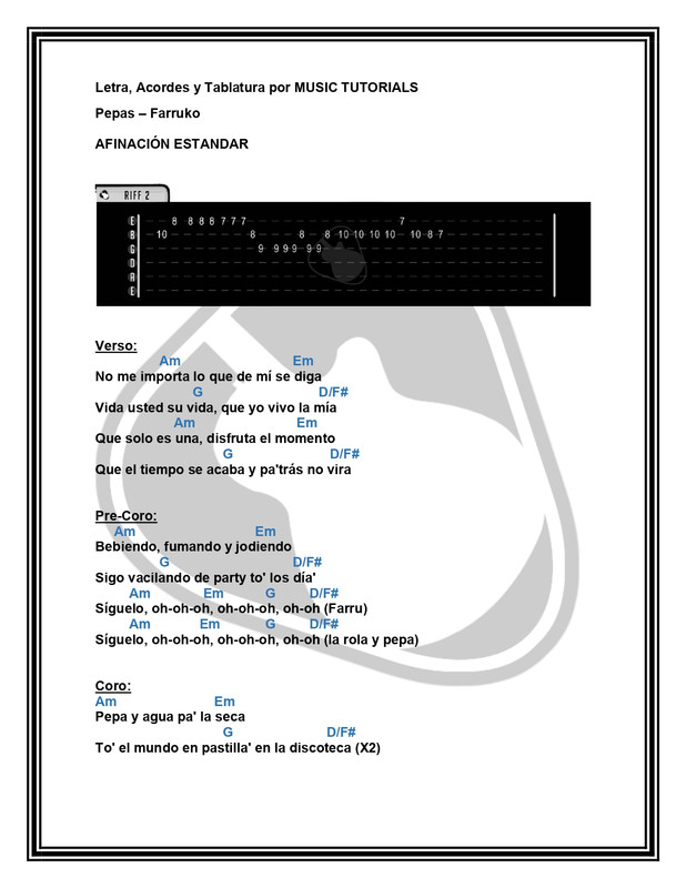 Cómo tocar "Pepas" de Farruko en Guitarra (Tutorial + PDF GRATIS) ⋆ ...