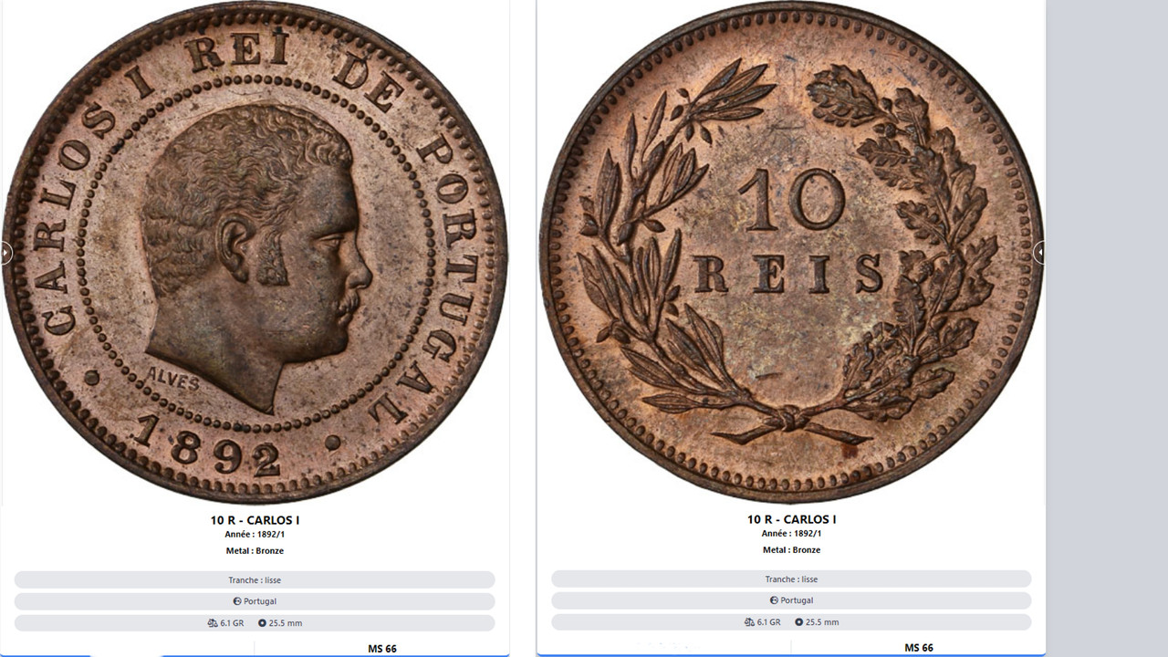 1o reis D Carlos 1892 — Postimages