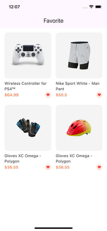 Flutter Products Favorite Screen