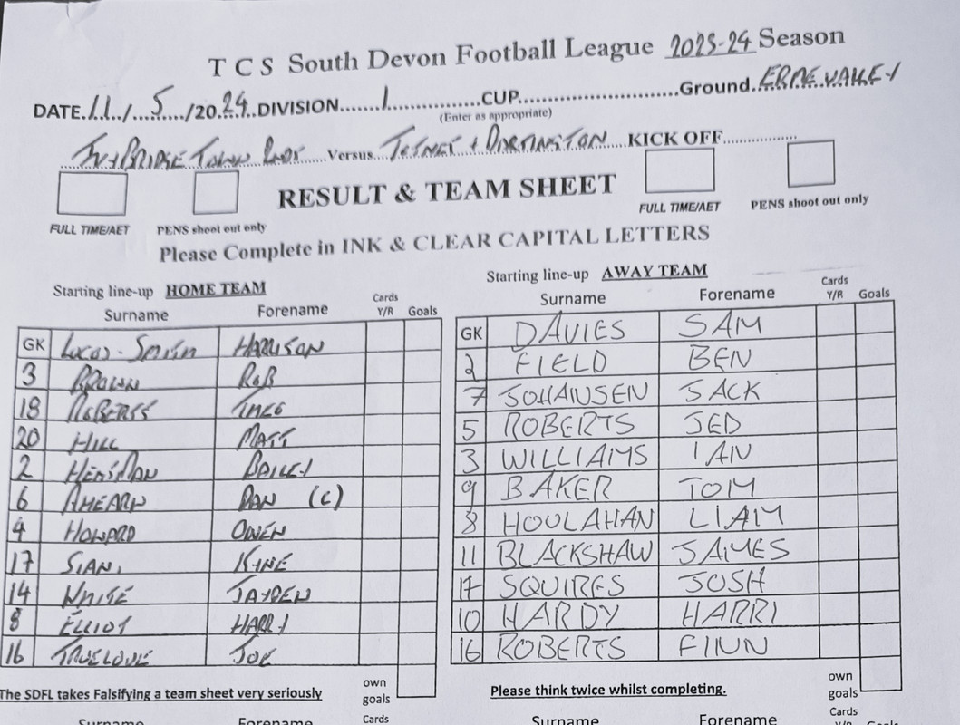 Team sheet — Postimages