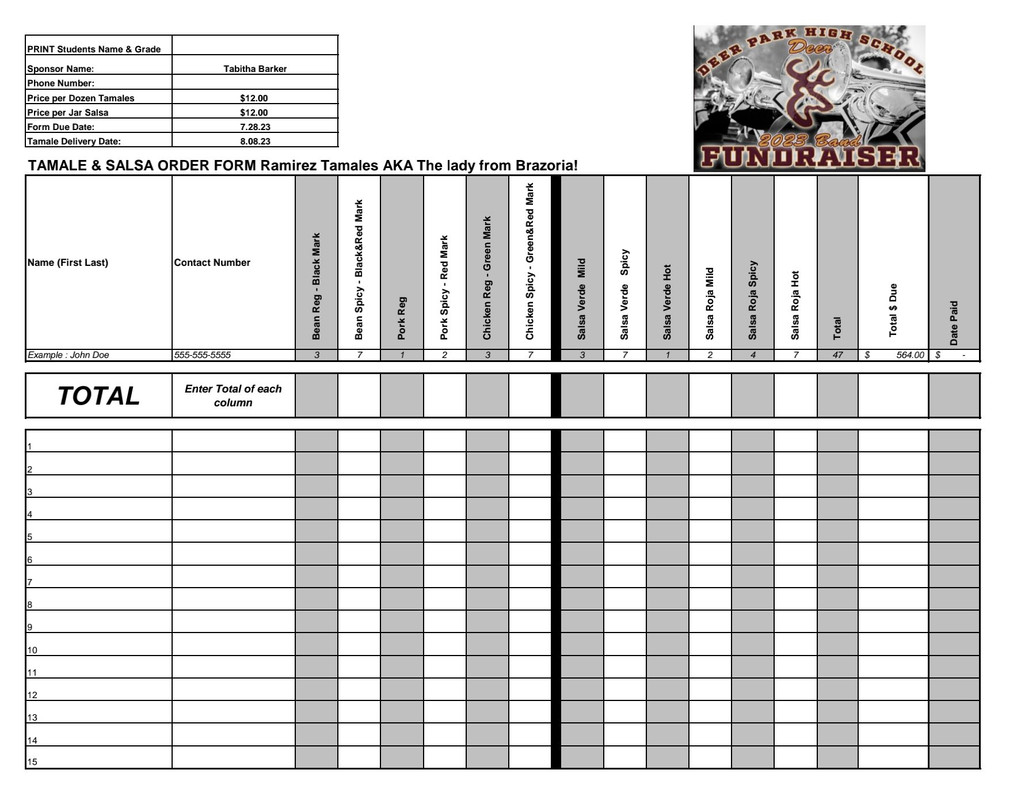 DPHS Band Tamale and Salsa Order Form — Postimages