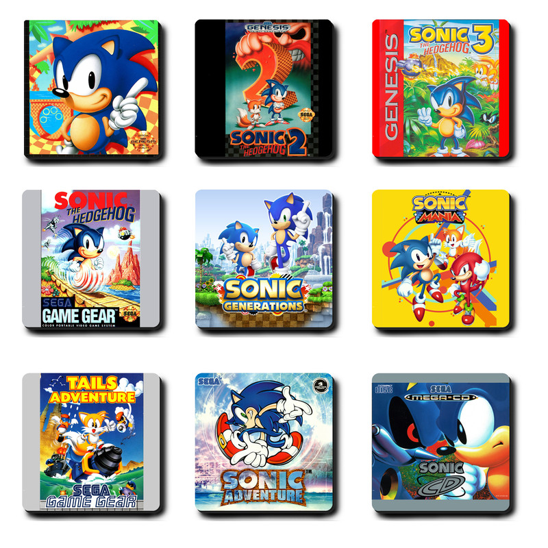 Sonic the Hedgehog - Coasters - Hard wood - Box art Megadrive Genesis ...