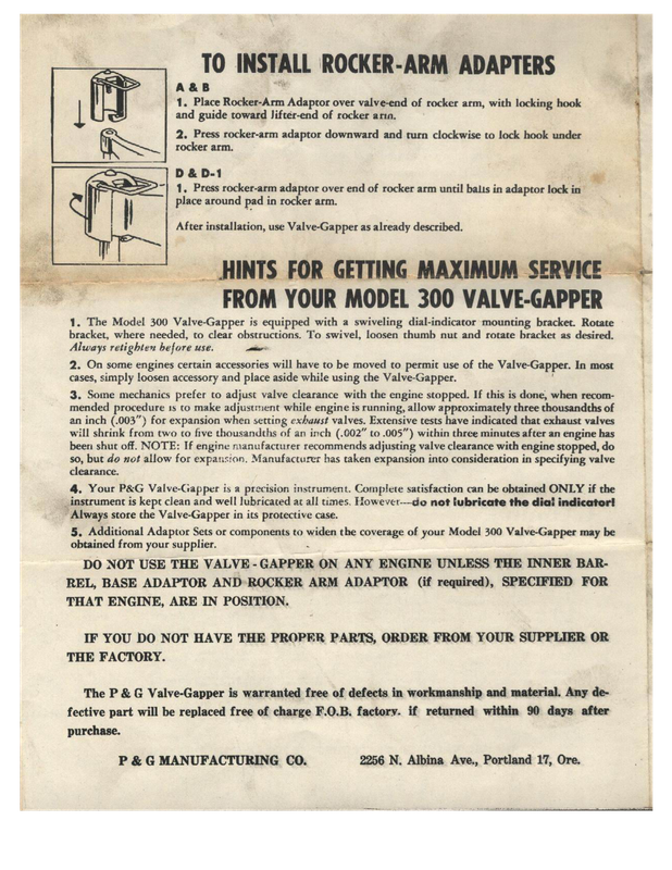 Word Model 300 P& G Valve Gapper Instructions copy — Postimages