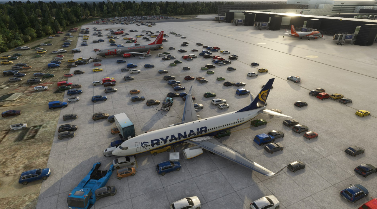 Cars parked at Macco Simulations EGCC - Microsoft Flight Simulator ...