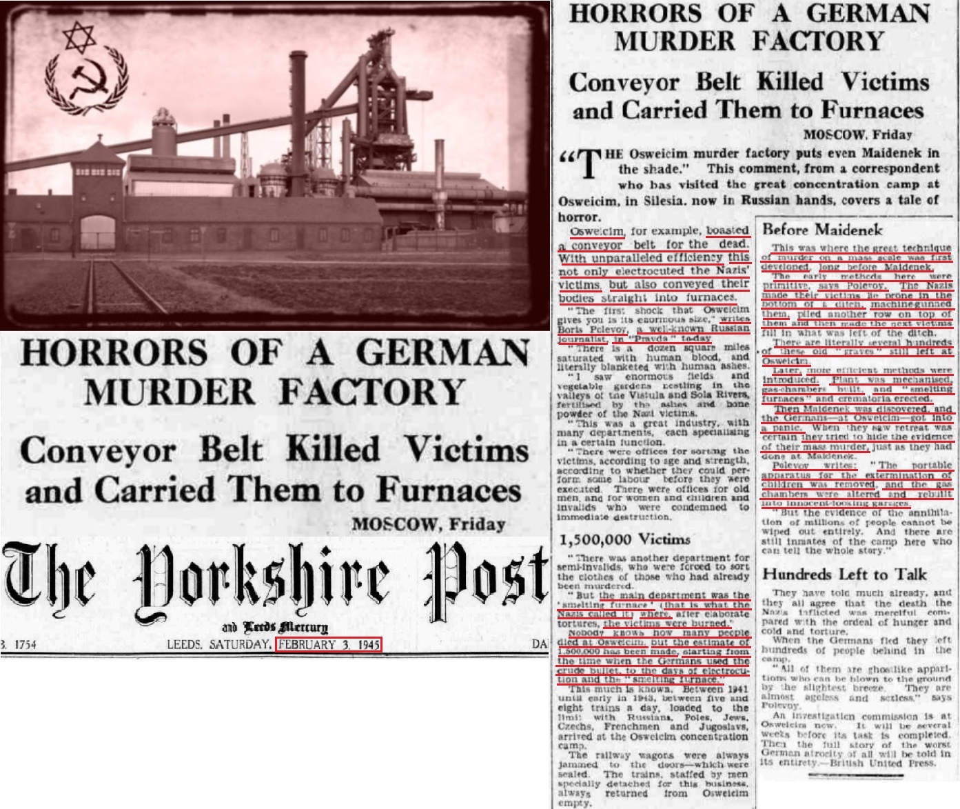 Holocaust The Yorkshire Post February 1945 Auschwitz Oswiecim murder ...