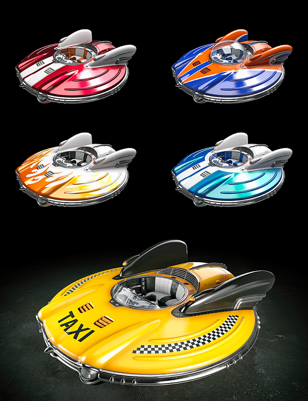 (ON THE BLOG) STF Retro UFO & Texture Pack - Free Daz 3D Models