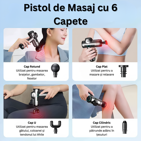 Aparat pentru Masaj Profesional Tip Pistol Velixo®, cu 6 Capete ...