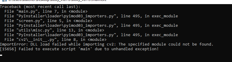 Missing module cv2 when starting main exe · Issue #756 · aeon0/botty · GitHub