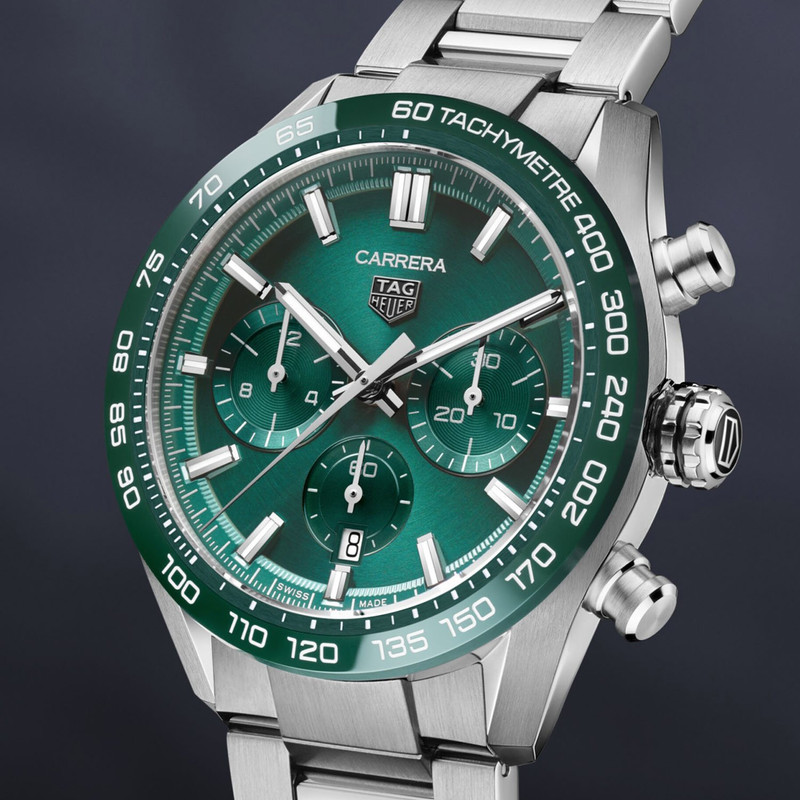 TAG Heuer Carrera Chronograph 44mm Sport Ceramic Bezel Green CBN2 A1 N BA0643 CBN2 A1 N FT6238 7 ...